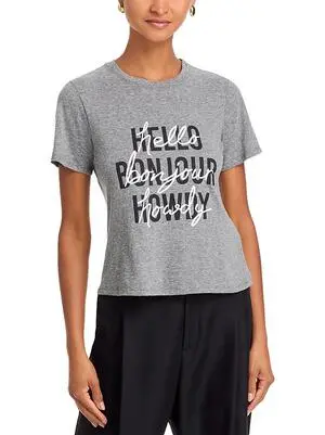 Cinq À Sept Hello Bonjour Howdy Shrunken Tee - Charcoal Heather
