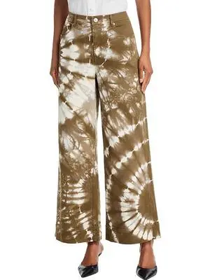 Cinq À Sept Tie Dye Betsy High-rise Wide-leg Jeans - Dark Olive
