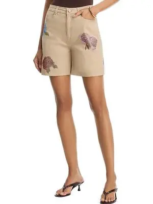 Cinq À Sept Betsy Rose Embellished Shorts - Khaki Multi