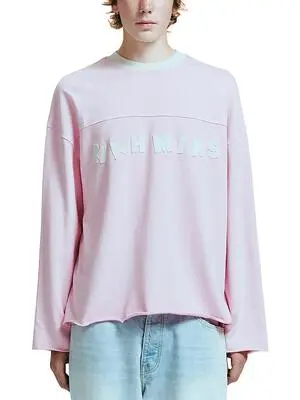 NAHMIAS Varsity Logo Long Sleeve Shirt - Pale Pink Heavy Jersey
