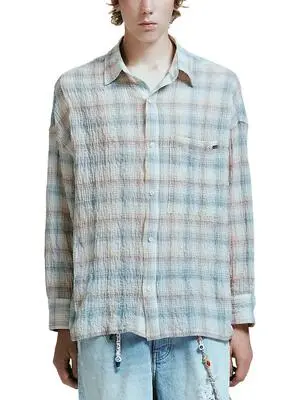 NAHMIAS Featherwieght Plaid Long Sleeve Shirt - Dusty Rainbow Shirting