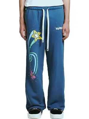 NAHMIAS Flower Trip Wide Sweatpants - Aged Blue