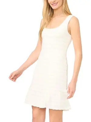 CECE DUPRAZ Pointelle Square Neck Sleeveless Dress - Antique White