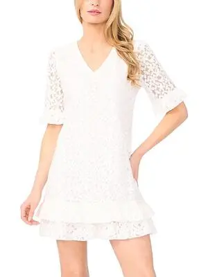 CECE DUPRAZ Lace V-neck Shift Dress - New Ivory