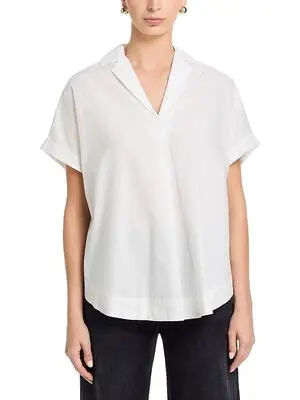 French Connection Poplin Collar Pullover Top - Summer White