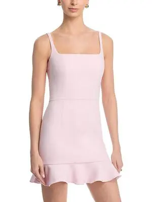 French Connection Whisper Frilled Hem Minidress - Pink Icing