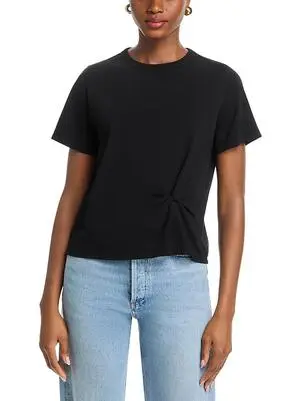 Velvet By Graham & Spencer Short Sleeve Knot Front Tee Black