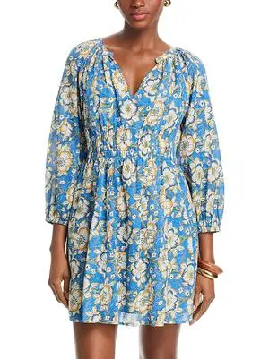 Velvet By Graham & Spencer Sandrine Blouson Sleeve Boho Dress - Asul Blue