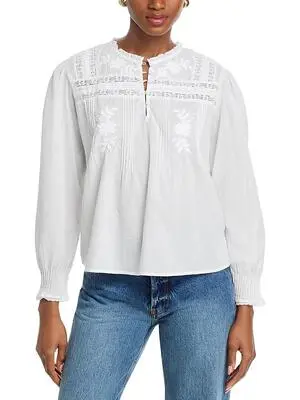 Velvet By Graham & Spencer Byrdie Long Sleeve Top - White