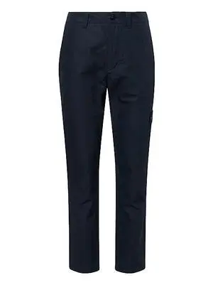 Stone Island Badge Straight-leg Cotton-poplin Trousers - Navy Blue