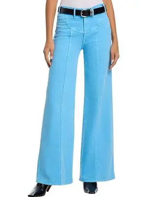 MOTHER The Sunny Hustler Roller High Rise Wide Leg Jeans - Heriage Blue