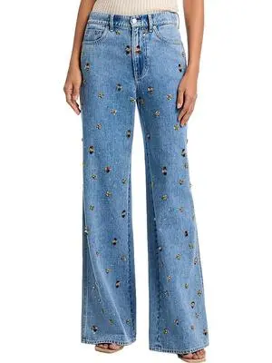 Veronica Beard Kasey Mid-rise Wide Leg Jeans - Silver Dus