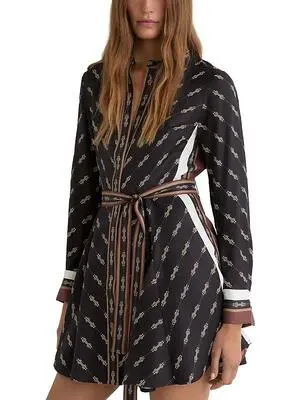 REISS Nina Printed Dress - Black