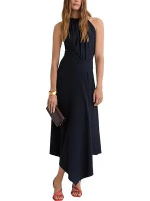 REISS Petites Maeve Draped Dress - Navy