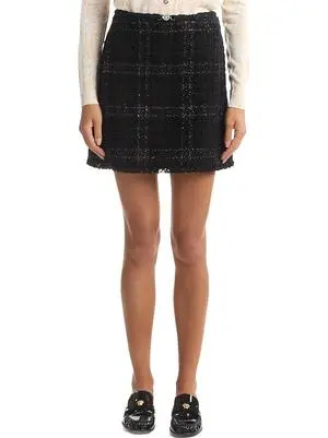 Versace Tonal Tweed Mini Skirt - Black
