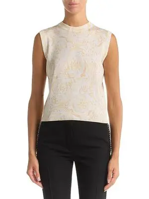 Versace Barocco Printed Silk Top - Washed Out Gold