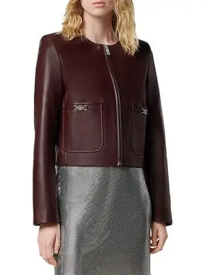 Versace Leather Jacket - Dark Burgundy