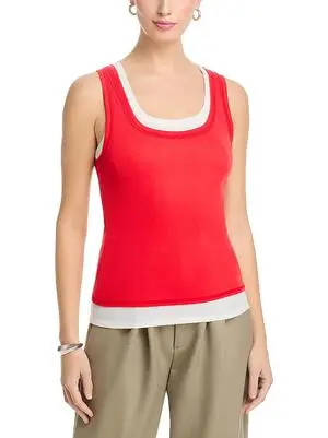 Aqua Double Layer Tank Top - Tomato/white