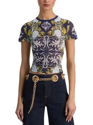 Alice + Olivia Tess Crewneck Tee - Antique Scroll