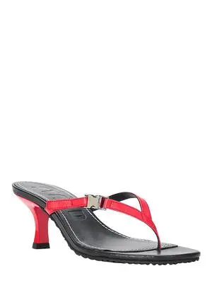 Staud Flynn Kitten Heel Thong Sandals - Black Red