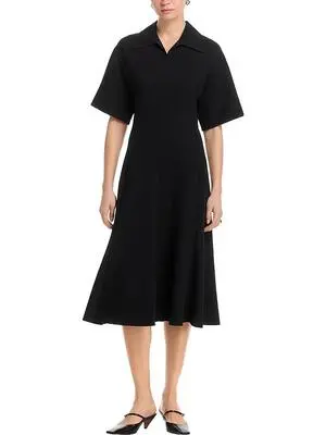 JIL SANDER Short Sleeve Midi Dress - Black