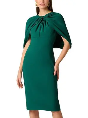 AIDAN MATTOX Crepe Cape Dress