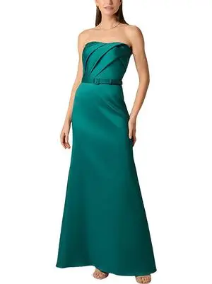 Aidan Mattox Strapless Stretch Mikado Gown - Dark Ivy