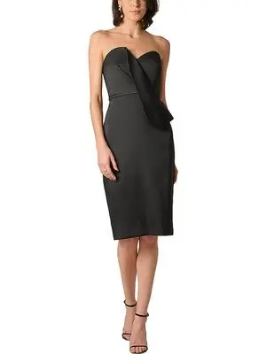 Aidan Mattox Stretch Mikado Midi Dress - Black
