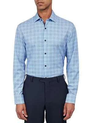 WRK Slim Fit Check Performance Dress Shirt - Blue