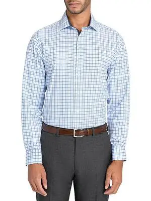 WRK Slim Fit Plaid Performance Dress Shirt - White/ Blue