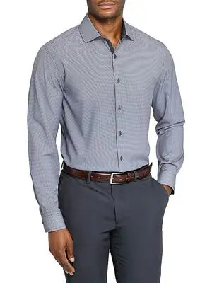 WRK Slim Fit Houndstooth Performance Dress Shirt - Black/ White