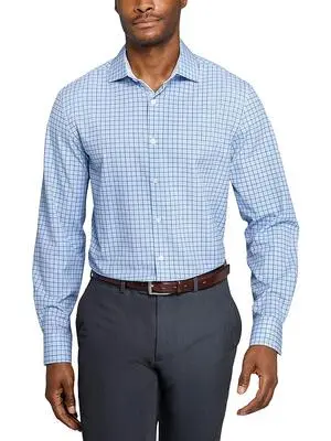 WRK Slim Fit Check Performance Dress Shirt - White/ Blue