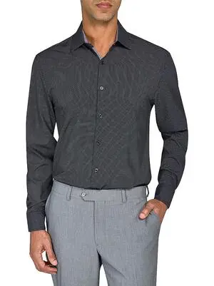 WRK Slim Fit Dot Performance Dress Shirt - Black