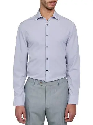 WRK Slim Fit Broken Stripe Performance Dress Shirt - White/ Grey