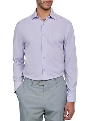WRK Slim Fit Flower Geo Performance Dress Shirt - White/ Purple