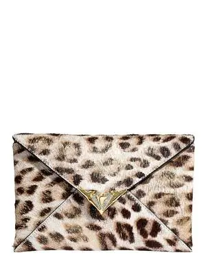 Alexis Bittar Leopard Print Calf Hair Clutch - Metallic Leopard