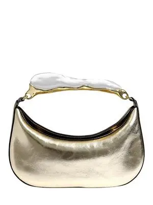 Alexis Bittar Water Stone Handle Leather Handbag - Soft Gold