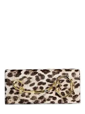 Alexis Bittar Twisted Side Handle Clutch Metallic Leopard