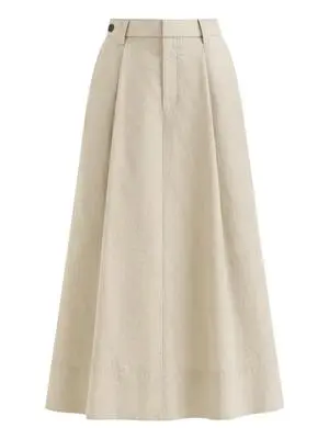 Brunello Cucinelli Cotton Poplin Tailored Skirt - Beige