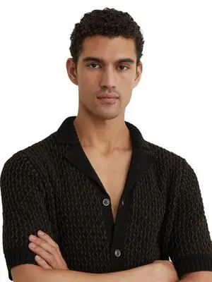 REISS Antonio Shirt - Black/chocolate Brown