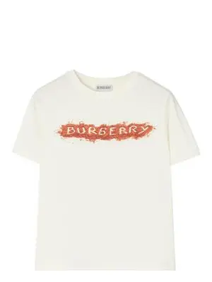 Burberry Sandy Logo Cotton T-shirt - Chalk White
