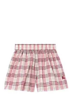 Burberry Check Cotton Wide-leg Shorts - Aubergine Purple