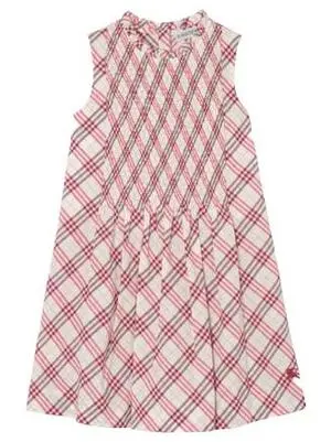 Burberry Check Cotton Sleeveless Dress - Aubergine Purple
