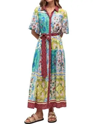 LABEL OF LOVE Garden Mosaic Maxi Dress - Blue