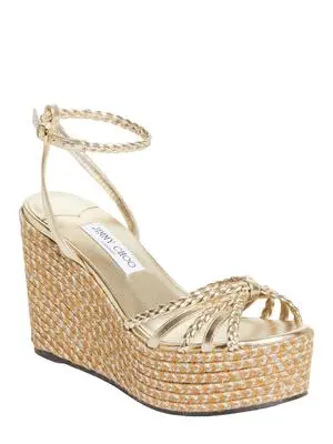 JIMMY CHOO Dree Platform Espadrille Sandal - Soft Gold Mix