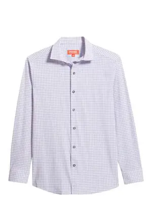 Johnston & Murphy Xc Motion Performance Knit Button-up Shirt - Purple/navy