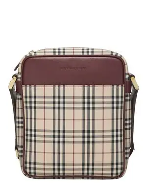 Burberry House Check Jacquard Crossbody - Burgundy