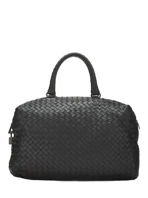 Bottega Veneta Intrecciato Leather Boston - Black