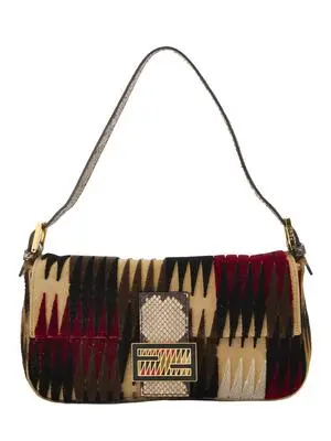 FENDI Fendi Multicolor Velvet Baguette Shoulder Bag With Python Details