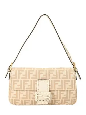 Fendi Selleria Wool Baguette Bag Beige